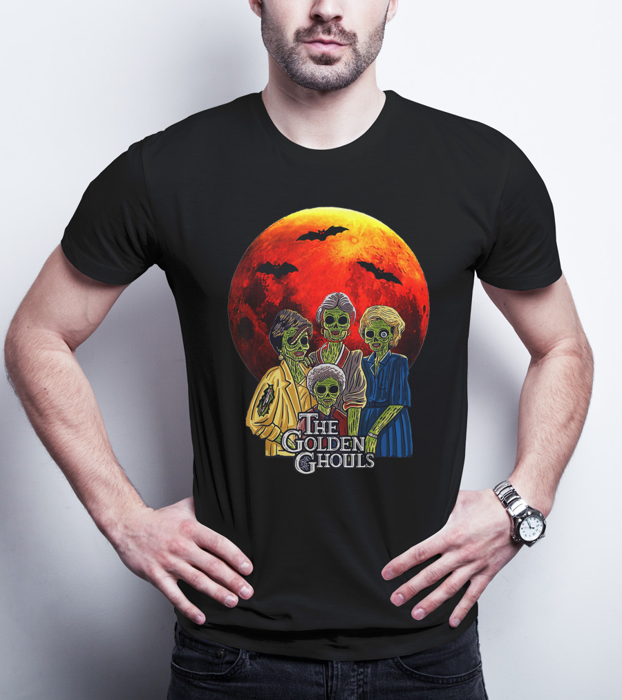 The Golden Ghouls Vintage Moon Halloween T-Shirt