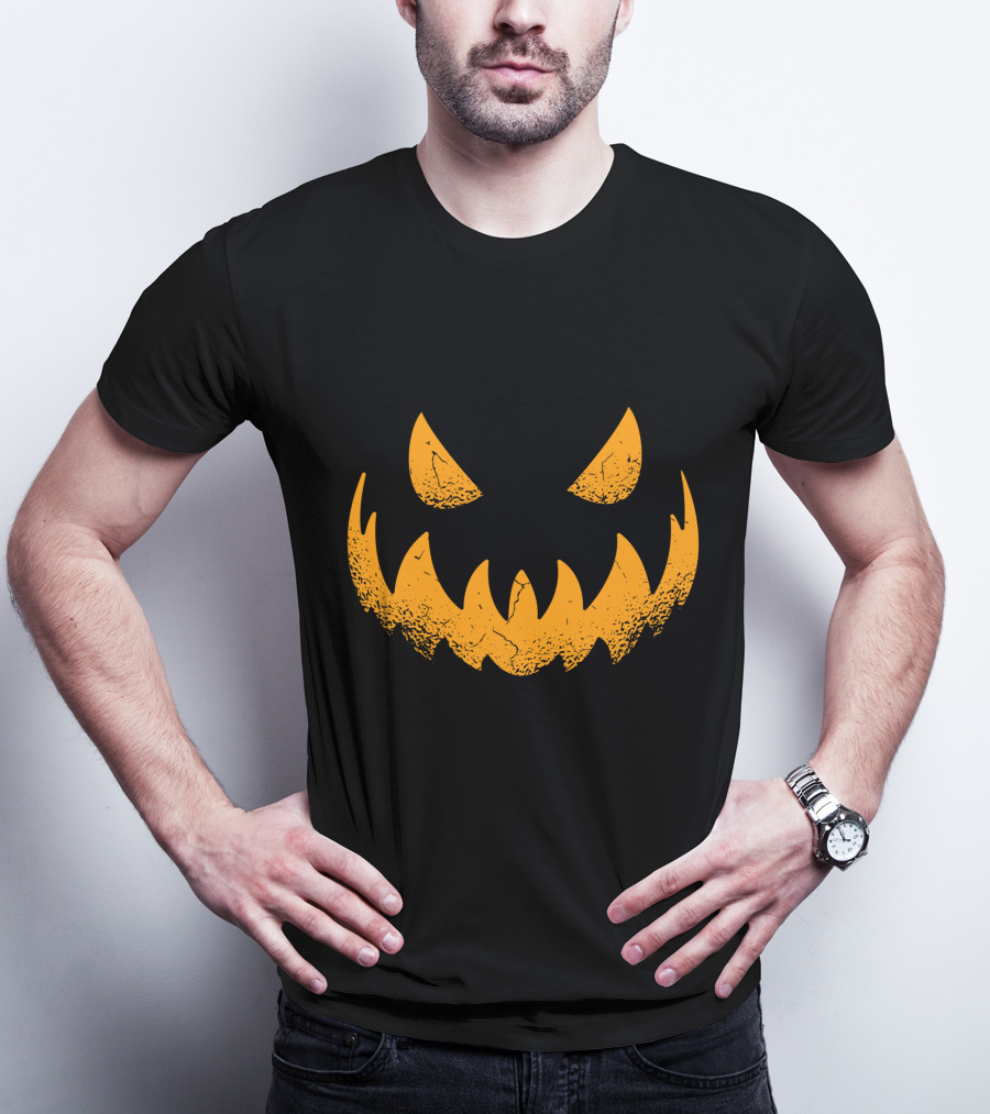 Halloween Pumpkin Scary Smiling Jack-O'-Lantern Face T-Shirt