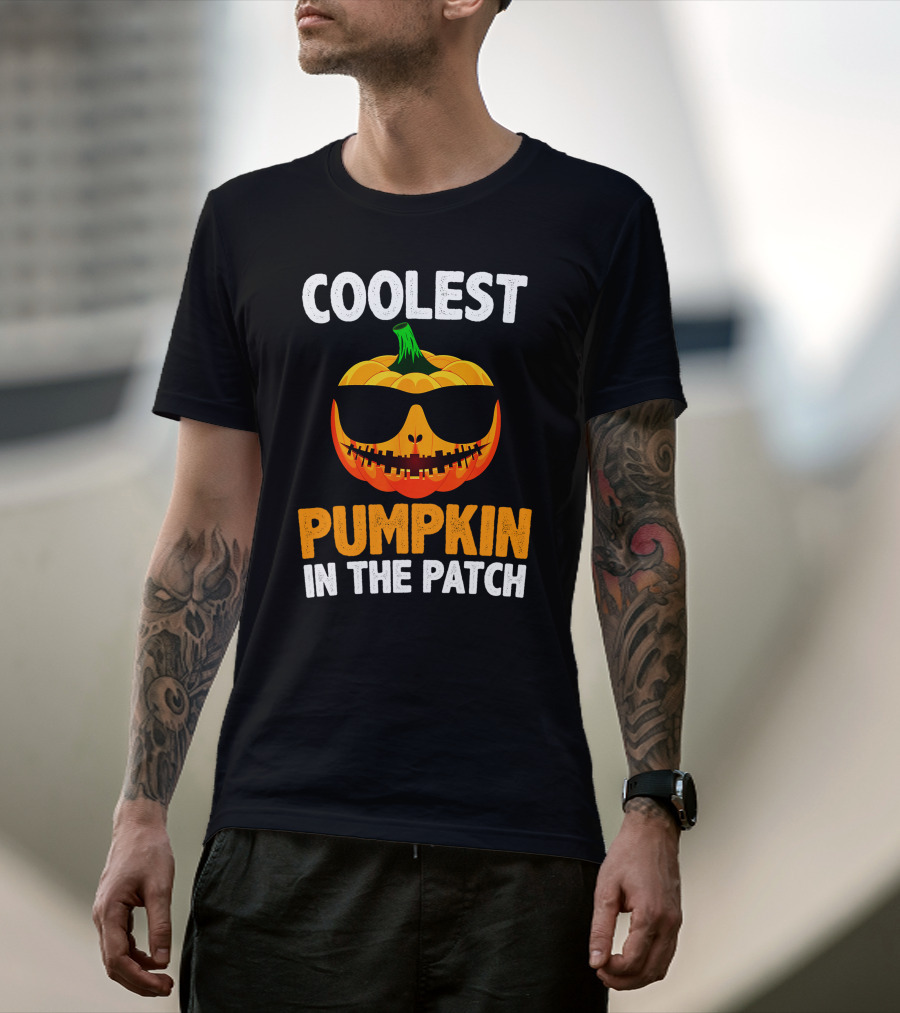 Coolest Pumpkin In The Patch Halloween Sunglasses Jack-O'-Lantern T-Shirt