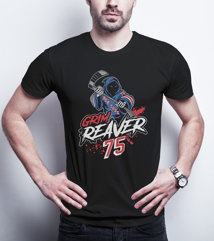Grim Reaver New York 75 We Bleed Blue Merch T-Shirt