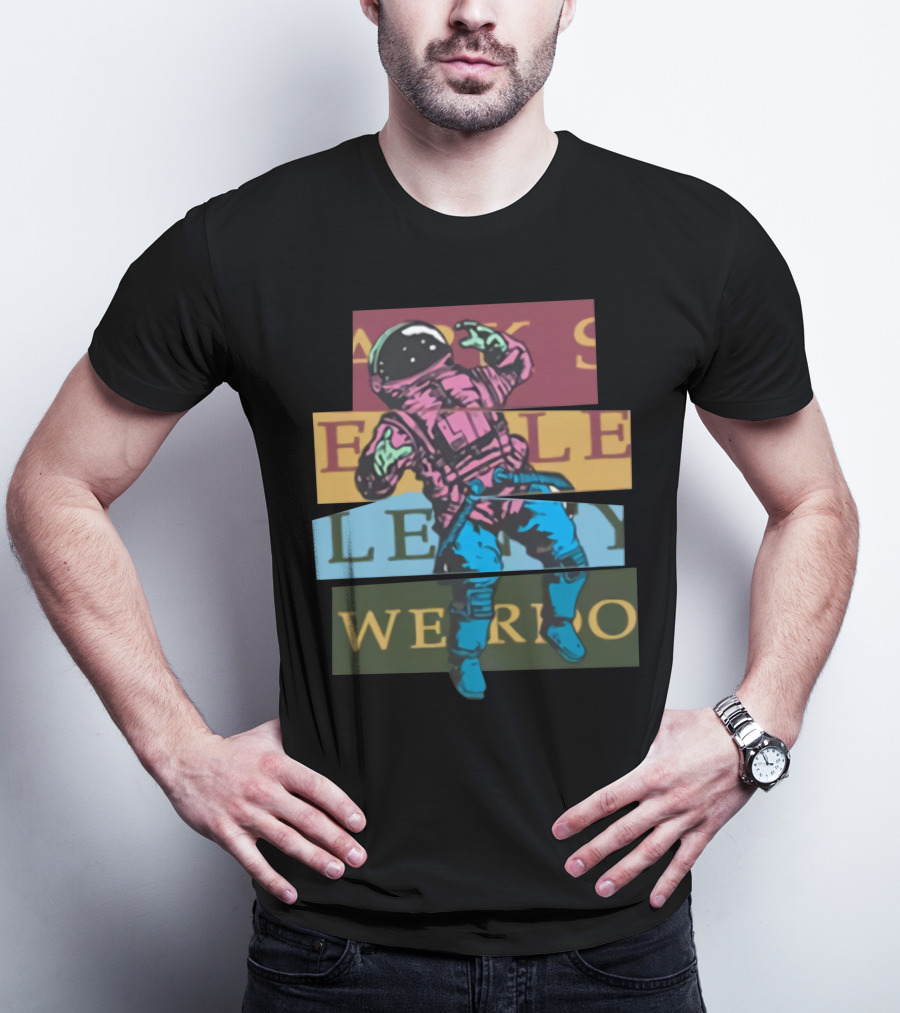 Astronaut Weirdo Brand Text Collage T-Shirt