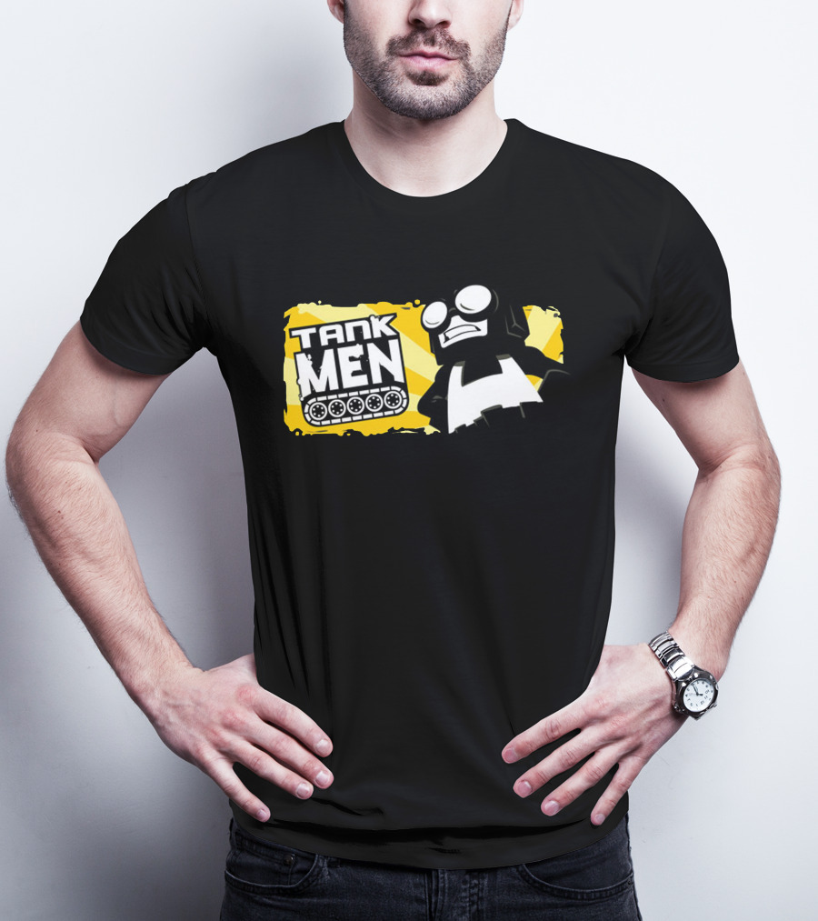Tankmen Cartoon Character With Goggles And Tank Treads T-Shirt