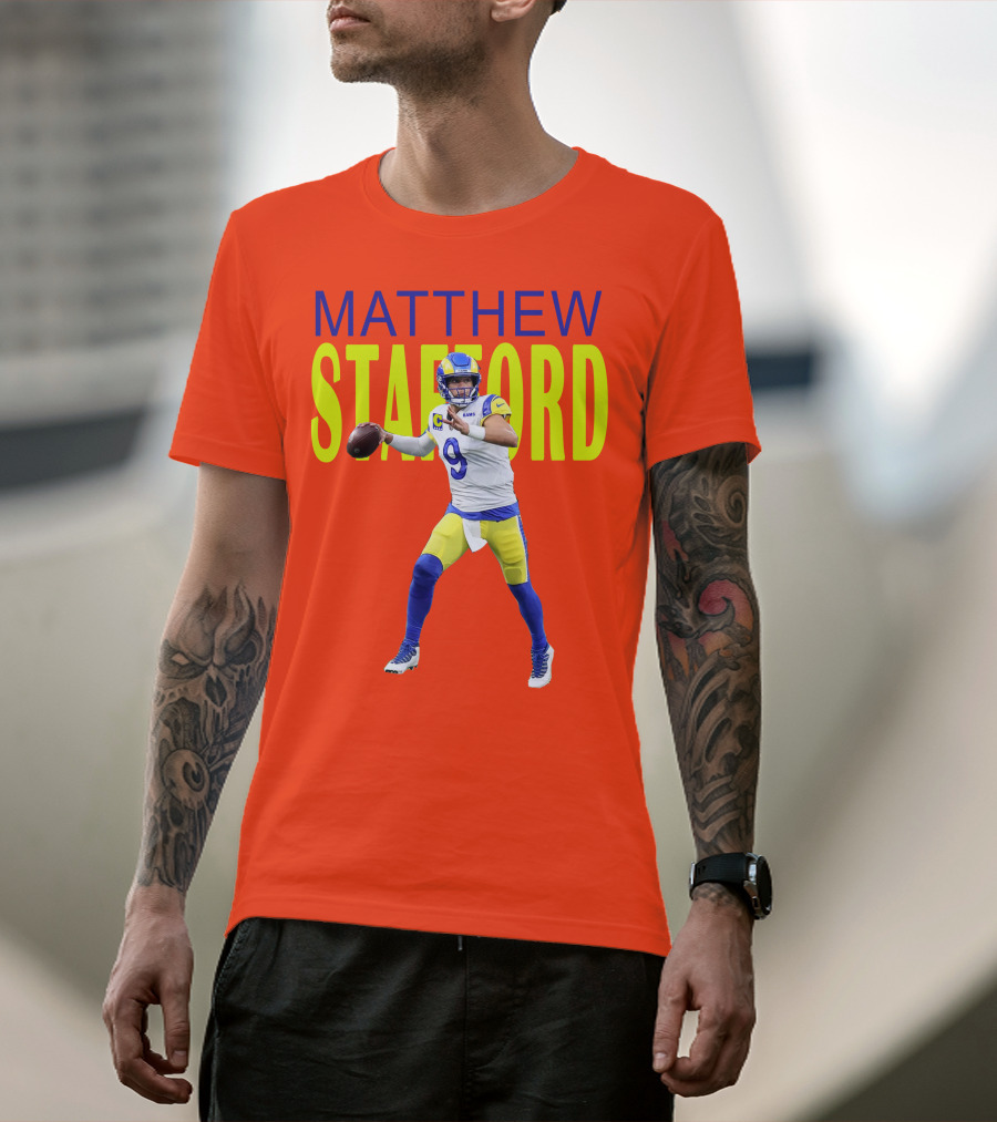 Matthew Stafford Rams Quarterback NFL Football Action T-Shirt