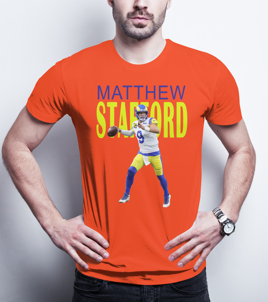 Matthew Stafford Rams Quarterback NFL Football Action T-Shirt