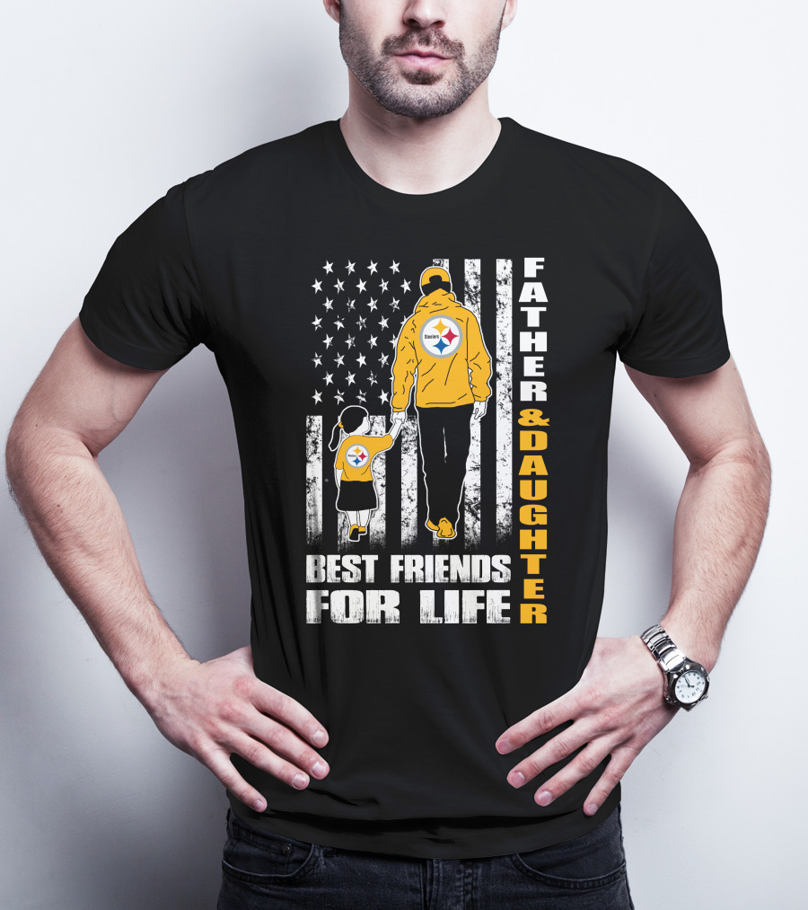 Father And Daughter Best Friends For Life Steelers Fan Flag T-Shirt