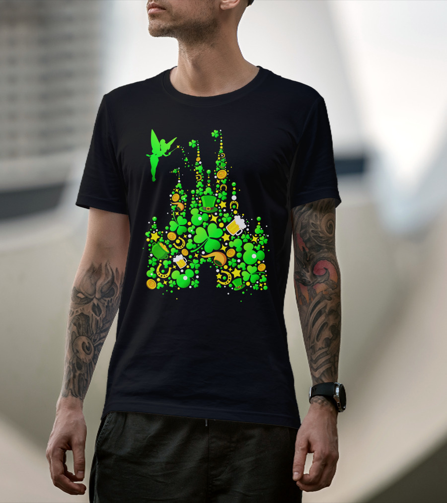 DN Castle St. Patrick's Day Tinkerbell Shamrocks Leprechaun Hat 2 T-Shirt
