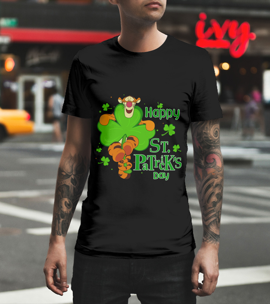 Happy St. Patrick's Day Tigger Clover T-Shirt