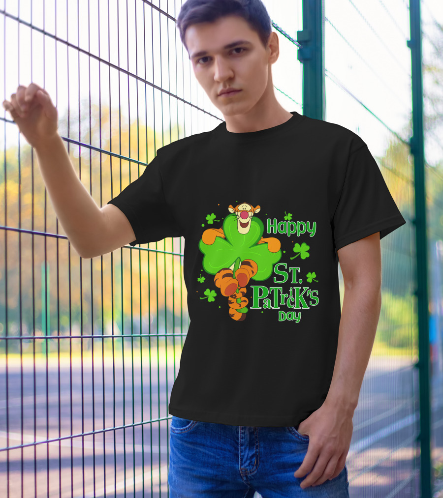 Happy St. Patrick's Day Tigger Clover T-Shirt