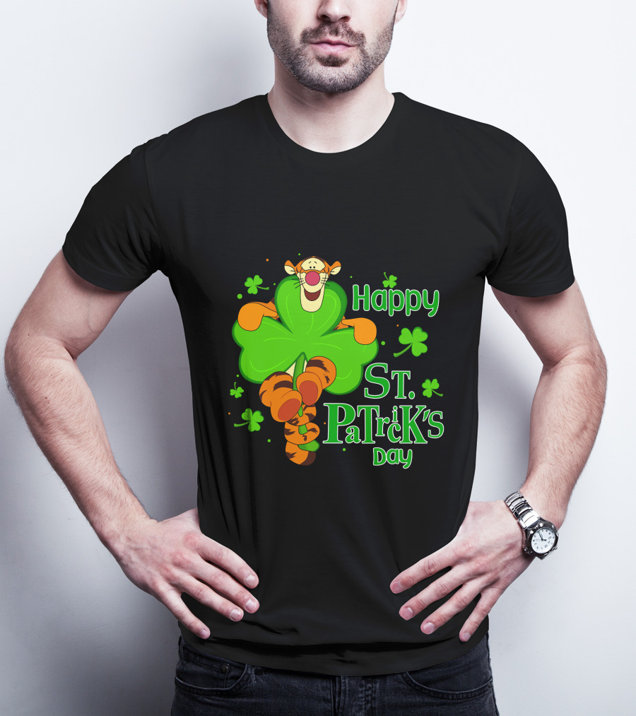 Happy St. Patrick's Day Tigger Clover T-Shirt