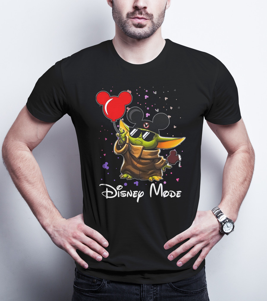 Disney Mode Baby Yoda With Mickey Balloon And Ears T-Shirt