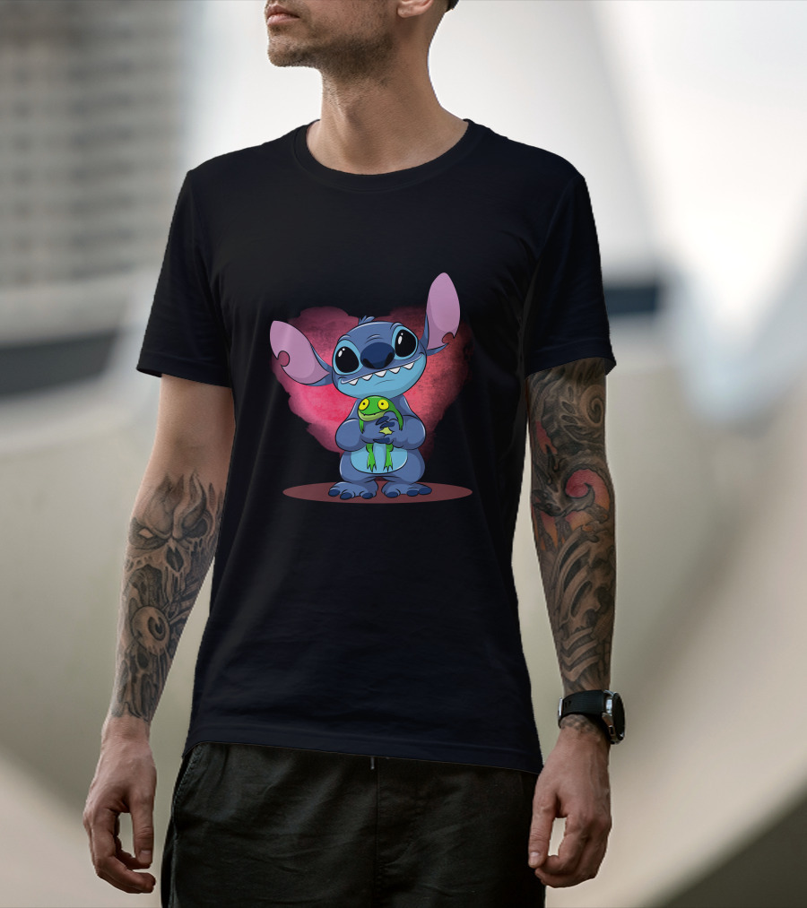 Sorry I'm Late I Didn't Want To Come Stitch Holding Frog T-Shirt