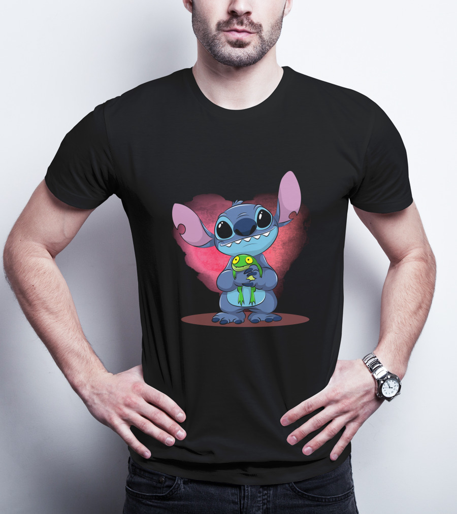 Sorry I'm Late I Didn't Want To Come Stitch Holding Frog T-Shirt