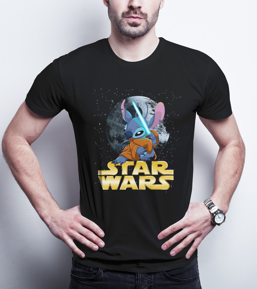 Stitch Star Wars Crossover Jedi Lightsaber Death Star T-Shirt