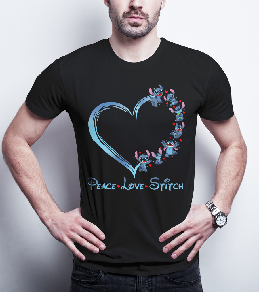 Peace Love Stitch Heart Character Adventures T-Shirt
