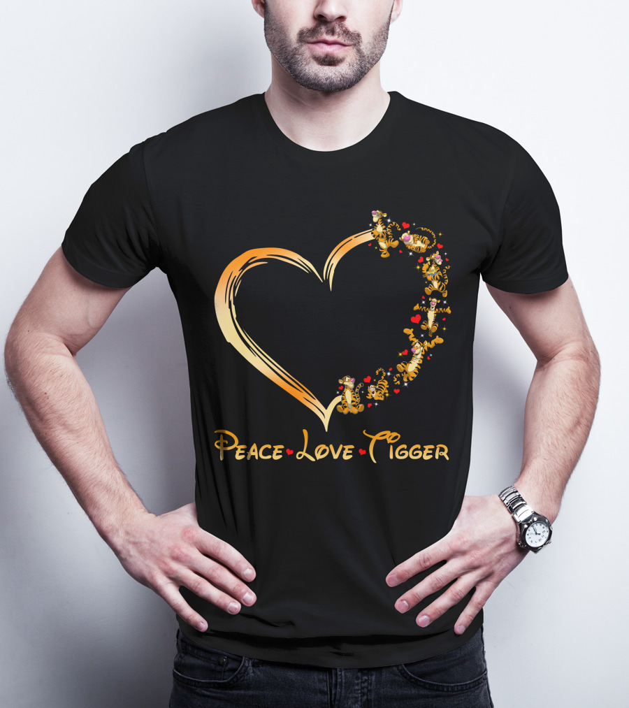 Peace Love Tigger Heart With Tigger And Hearts T-Shirt