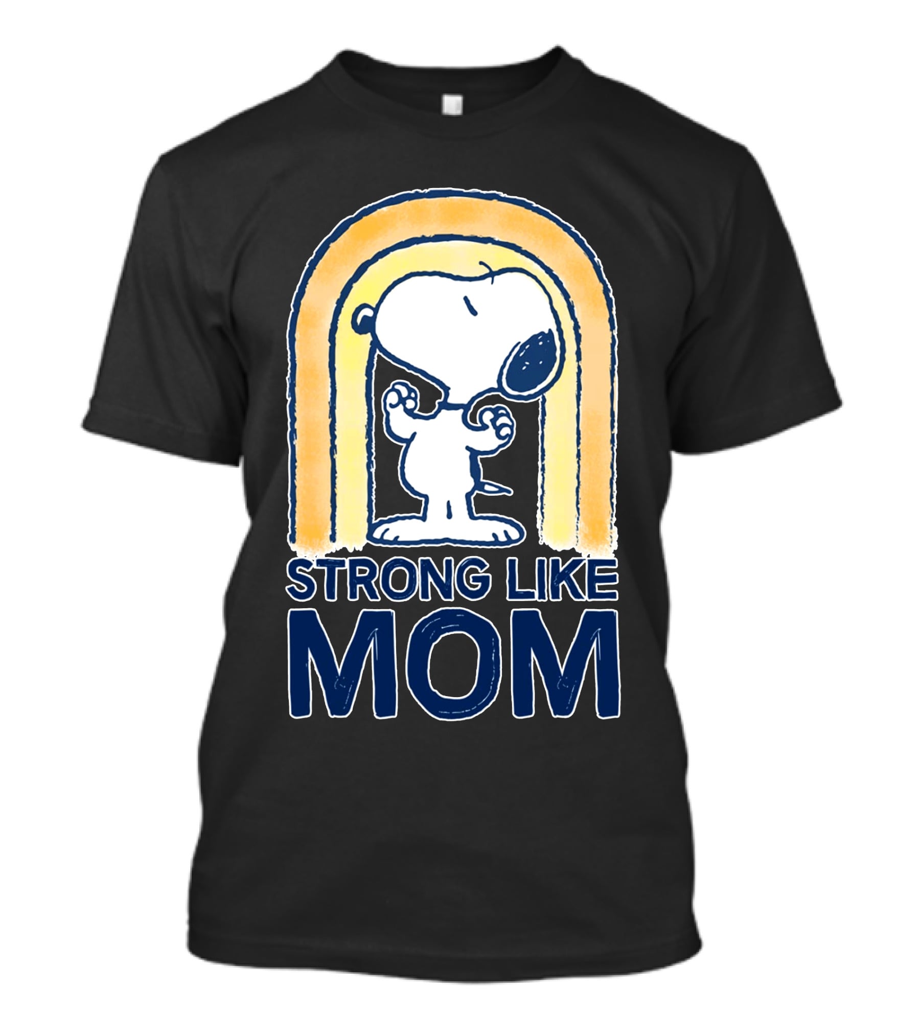 Snoopy Strong Like Mom Retro Rainbow Celebrating Motherhood T-Shirt