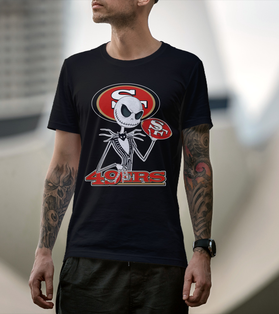 49ers Jack Skellington Football Crossover NFL T-Shirt