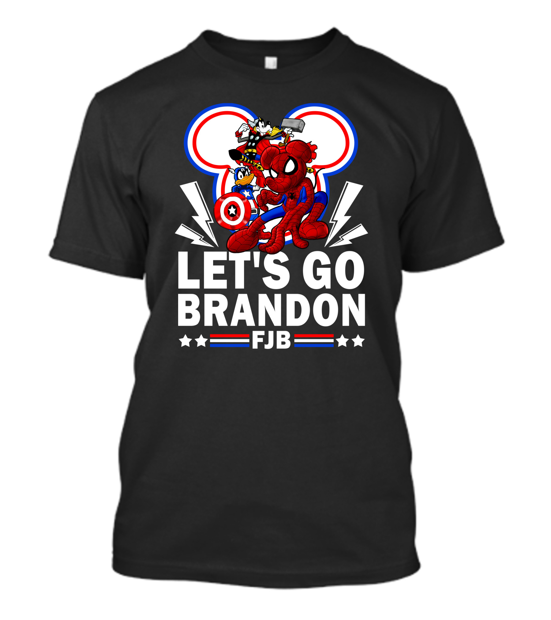 Let's Go Brandon FJB Disney Marvel Spiderman Thor Captain America Mickey Donald T-Shirt