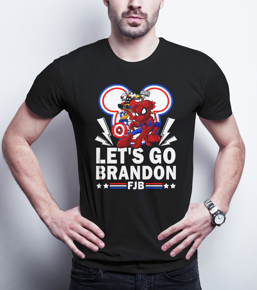 Let's Go Brandon FJB Disney Marvel Spiderman Thor Captain America Mickey Donald T-Shirt