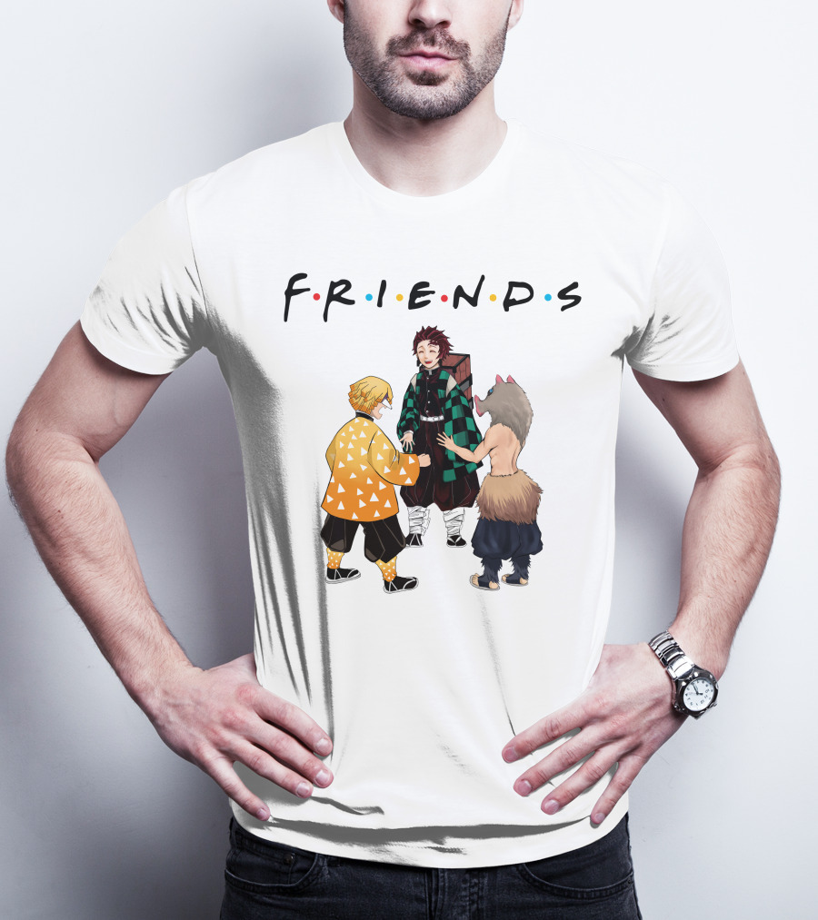 Friends Rock Paper Scissors With Anime Characters T-Shirt