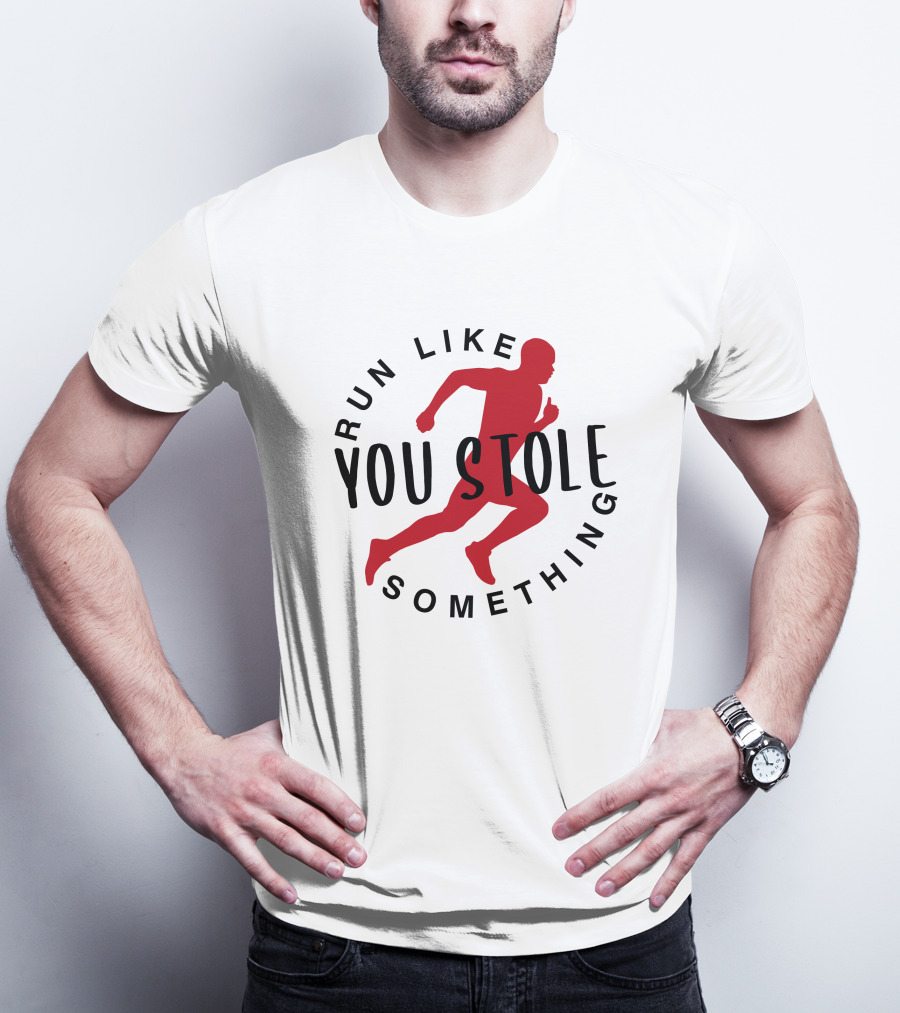 Run Like You Stole Something Trail Running Silhouette Red Runner T-Shirt