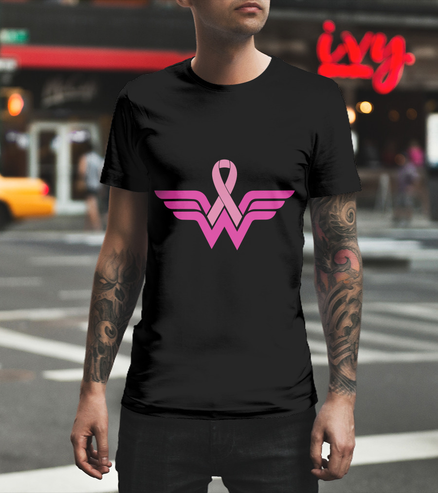 Wonder Woman Breast Cancer Awareness Ribbon T-Shirt