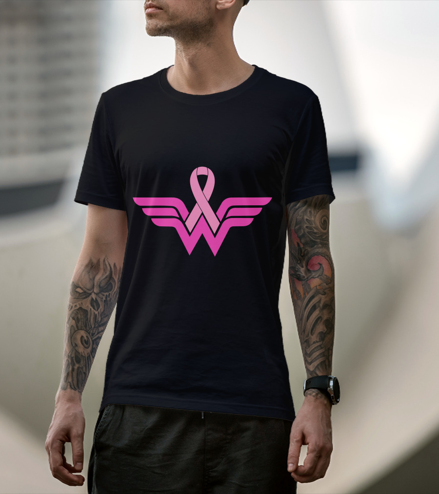 Wonder Woman Breast Cancer Awareness Ribbon T-Shirt