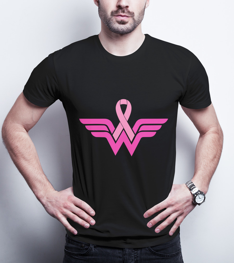 Wonder Woman Breast Cancer Awareness Ribbon T-Shirt