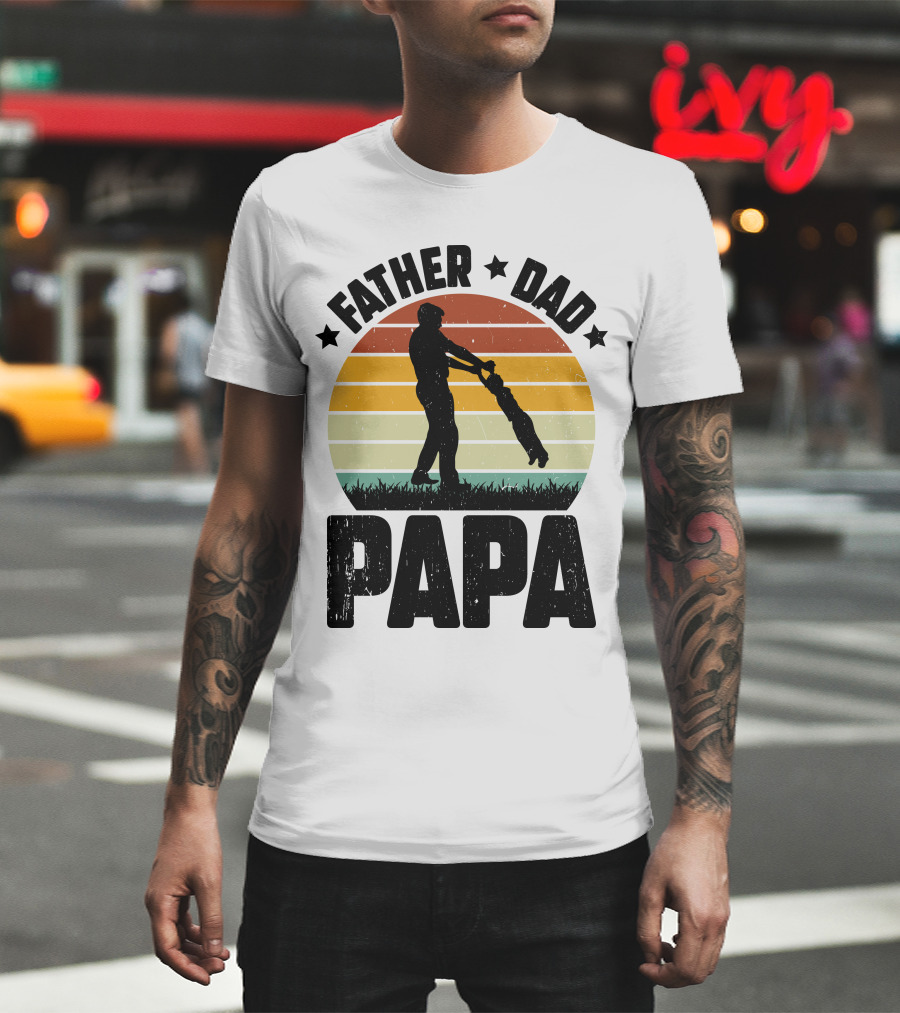 Father Dad Papa Vintage Sunset T-Shirt