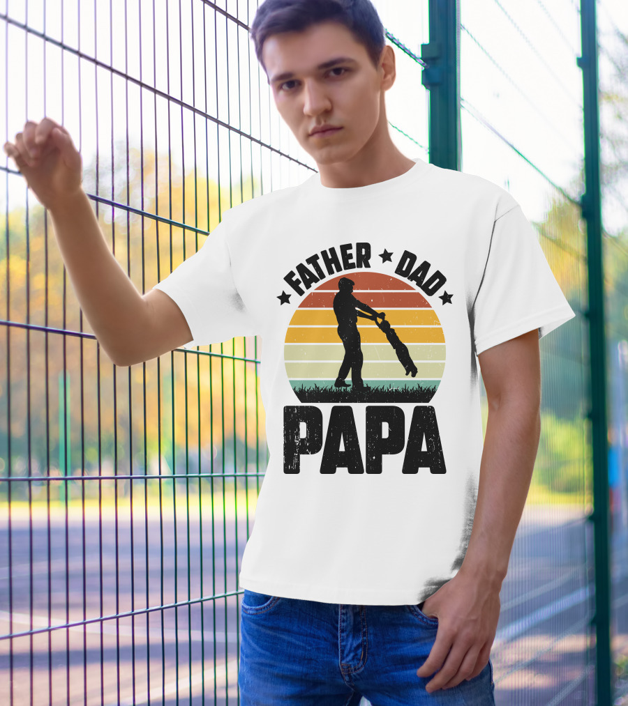 Father Dad Papa Vintage Sunset T-Shirt