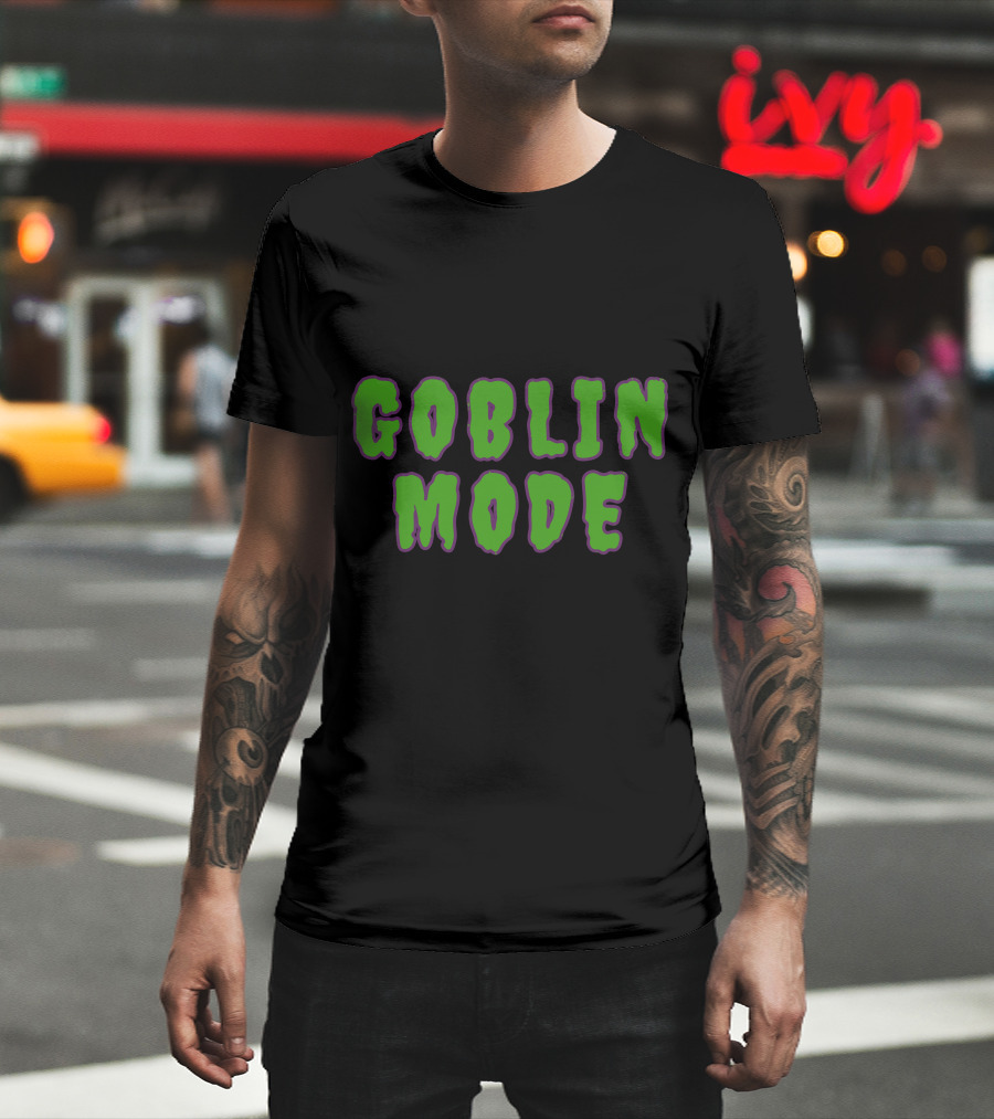 GOBLIN MODE Green Drip Text T-Shirt