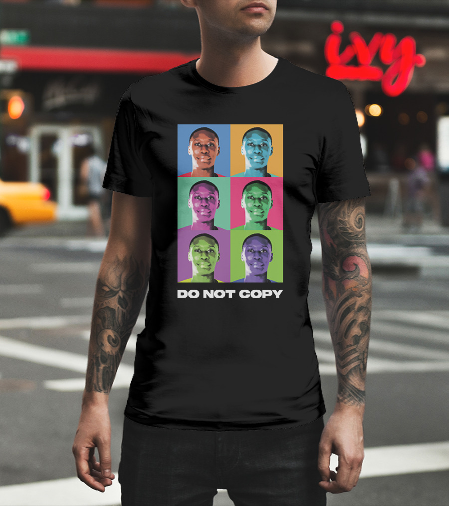 Khaby Lame Pop Art Style Do Not Copy Multi-Color Portraits T-Shirt