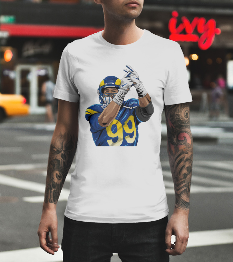 Aaron Donald Rams 99 Football Action Pose T-Shirt