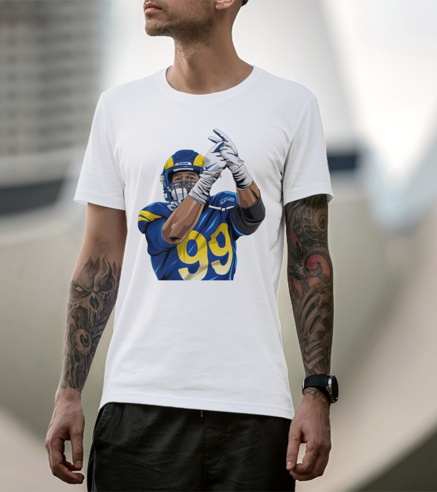Aaron Donald Rams 99 Football Action Pose T-Shirt