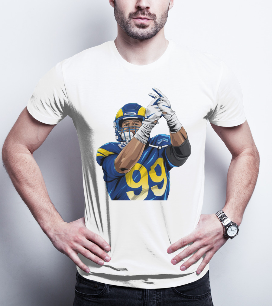 Aaron Donald Rams 99 Football Action Pose T-Shirt