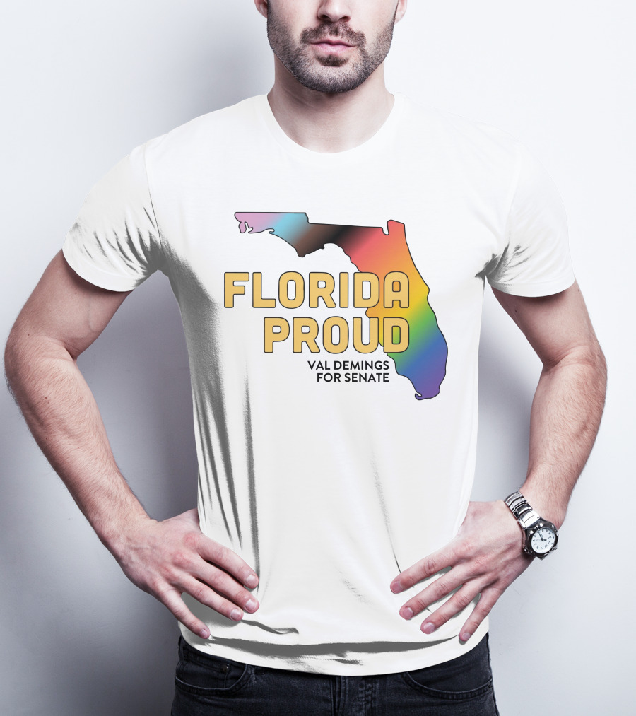 Florida Proud Rainbow Map Val Demings For Senate T-Shirt