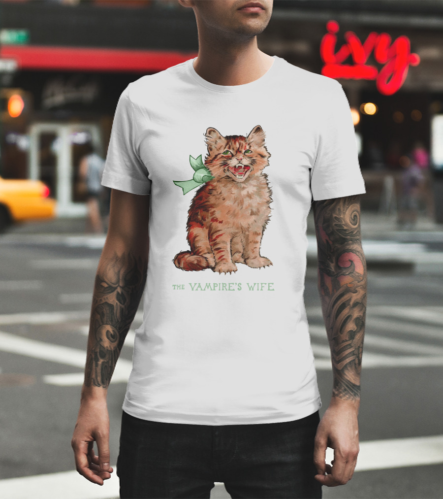The Vampire's Wife Smiling Cat With Green T-Shirt