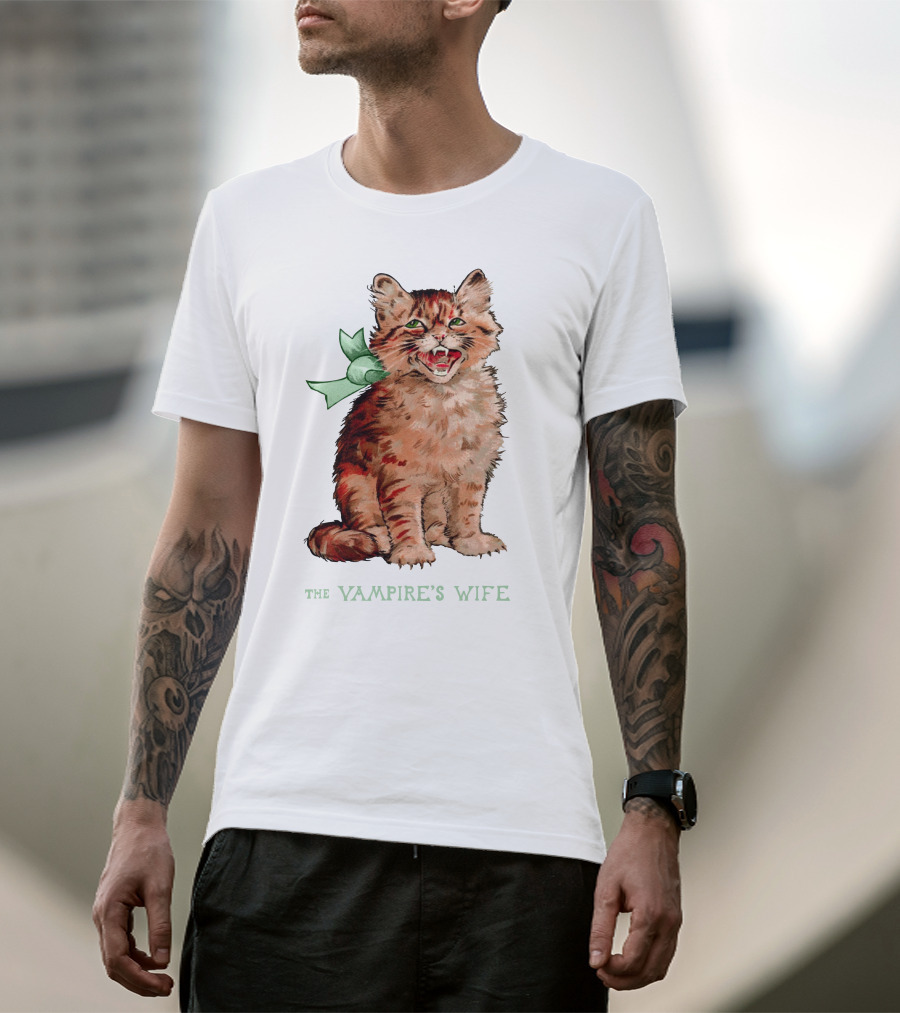 The Vampire's Wife Smiling Cat With Green T-Shirt