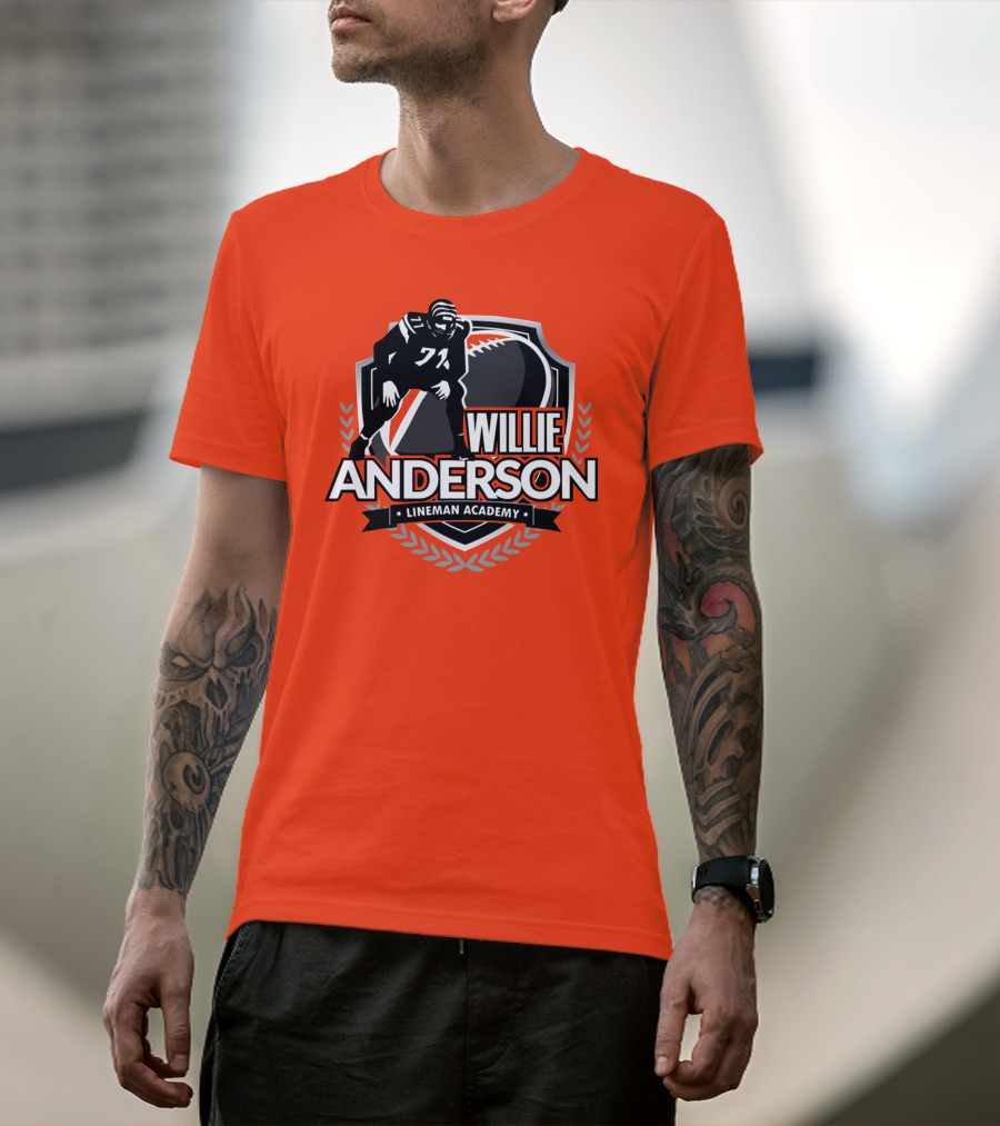 Willie Anderson Lineman Academy Football Shield T-Shirt