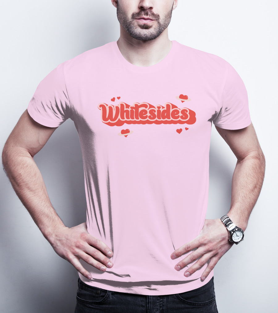 Whitesides Red Heart Design Pink Background T-Shirt