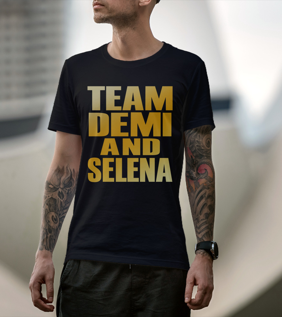 Team Demi And Selena Bold Gold Text T-Shirt