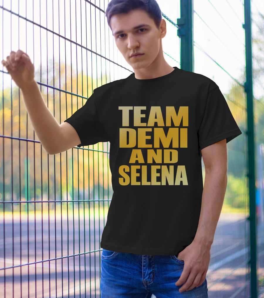 Team Demi And Selena Bold Gold Text T-Shirt