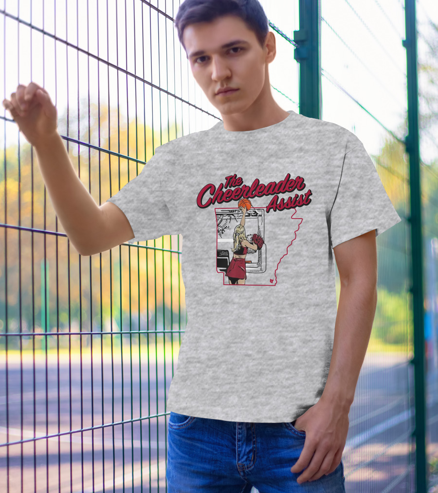 The Cheerleader Assist Arkansas Basketball Rim Scene T-Shirt