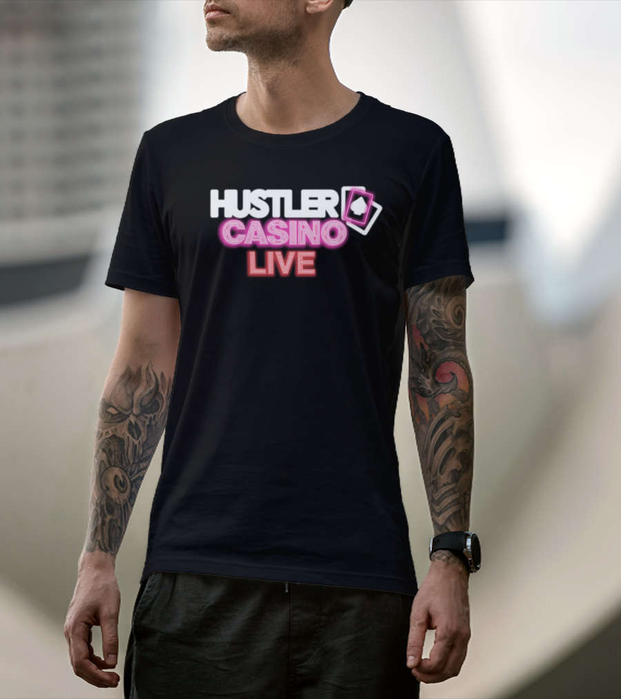 Hustler Casino Live Poker Cards Neon T-Shirt