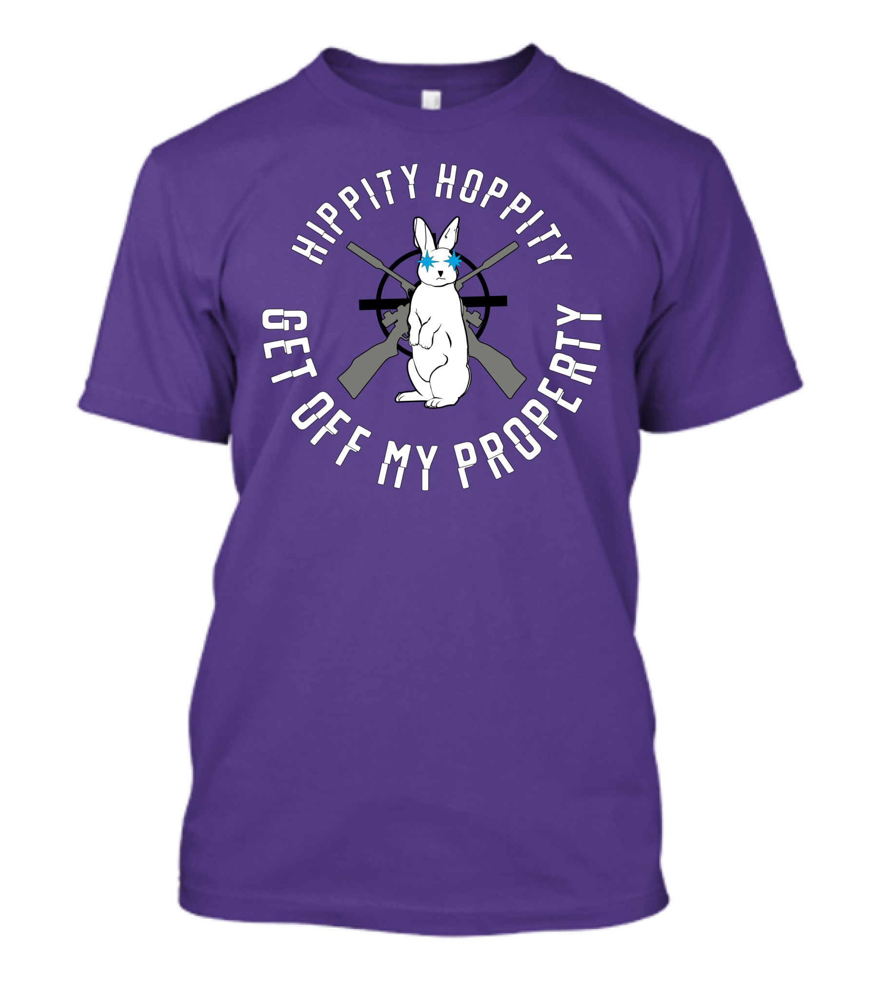 Hippity Hoppity Get Off My Property Rabbit With Crossed Rifles T-Shirt