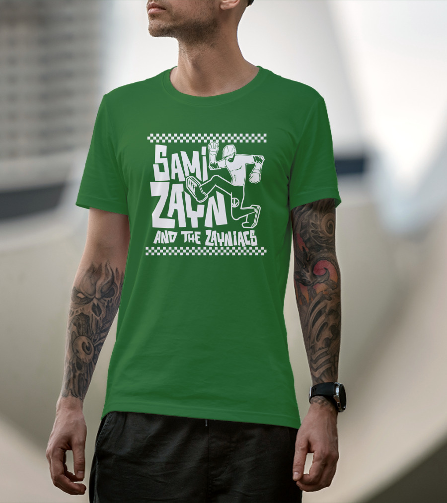 Sami Zayn And The Zayniacs Checkerboard Jumping Person T-Shirt