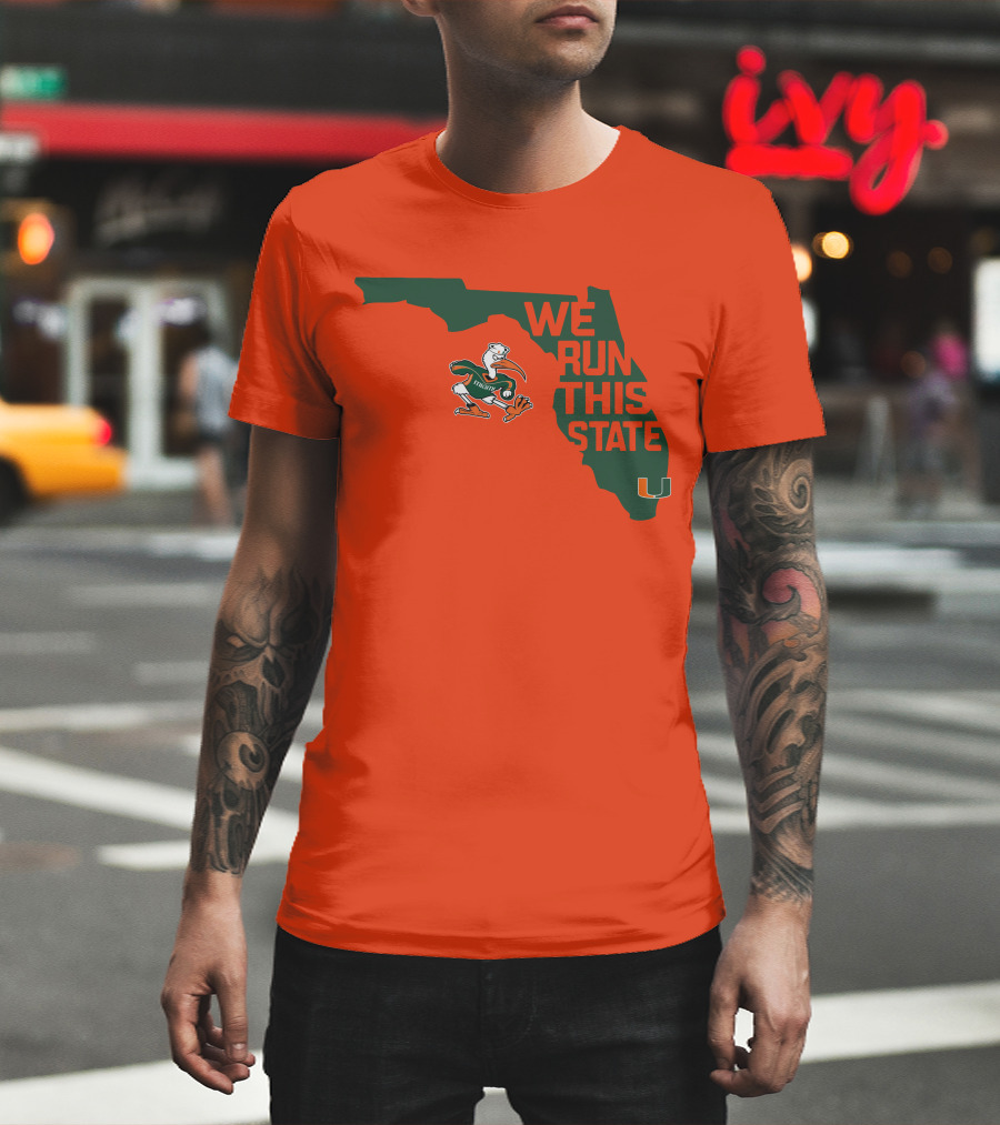 We Run This State Miami Hurricanes Florida Map Vector T-Shirt