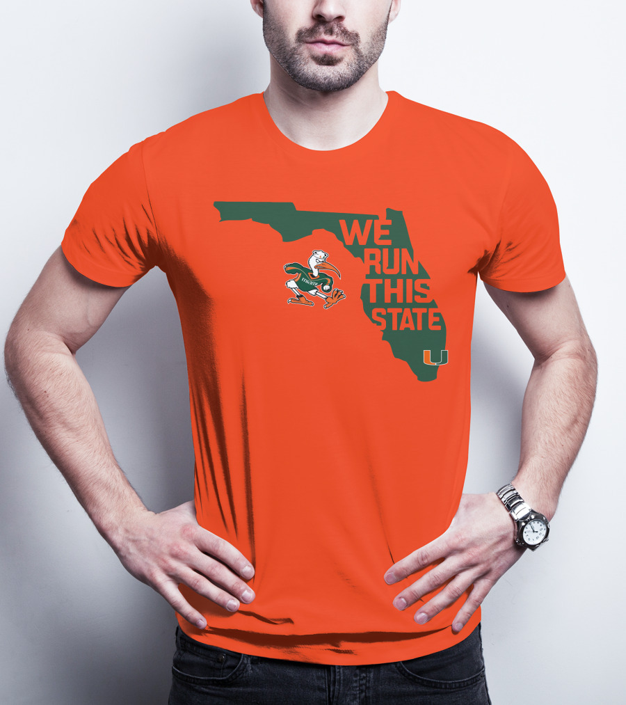 We Run This State Miami Hurricanes Florida Map Vector T-Shirt
