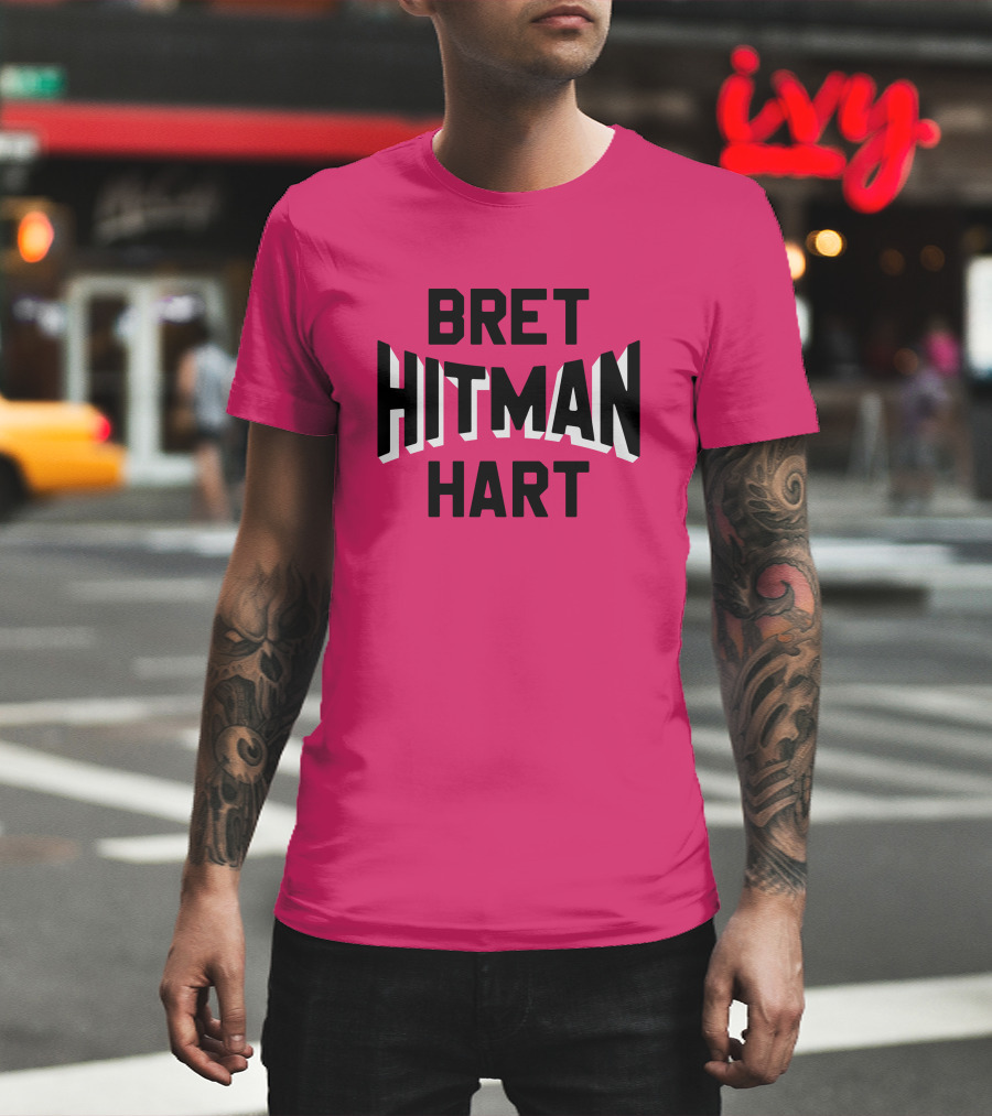 Roots Of Fight Bret Hitman Hart Pink T-Shirt