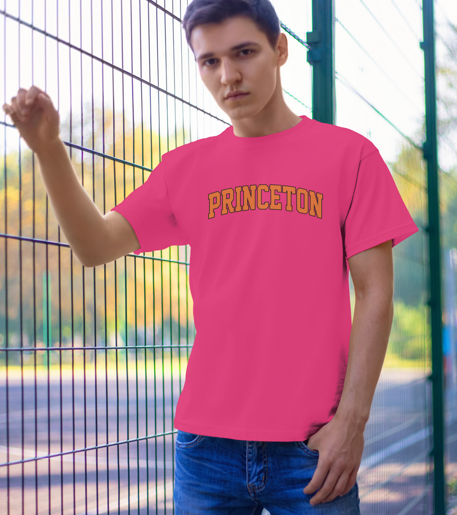 Princeton Arch Style Text Bold Pink Background T-Shirt